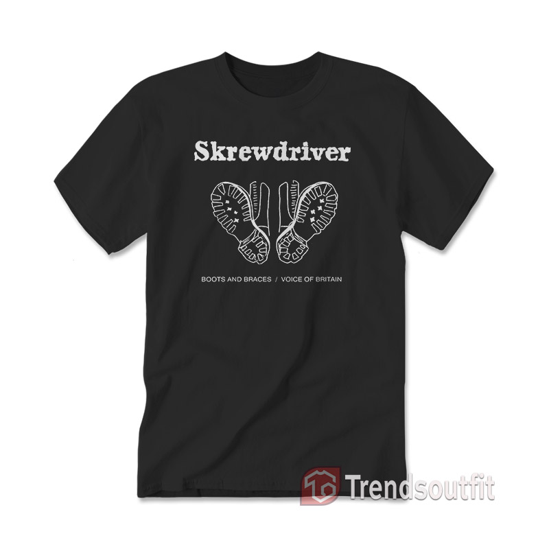 Skrewdriver Boots And Braces Voice Of Britain T-Shirt - trendsoutfit.com
